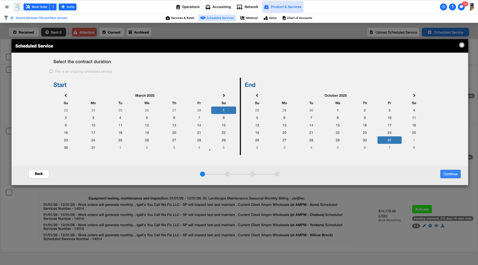 How To Set Up Scheduled Services without Invoice Auto-Generation Against Work Order